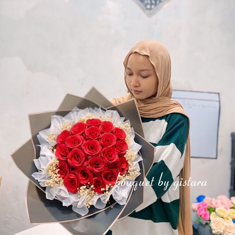 Jual ROUND BOUQUET / buket bunga mawar Artificial bentuk bulat kado ...