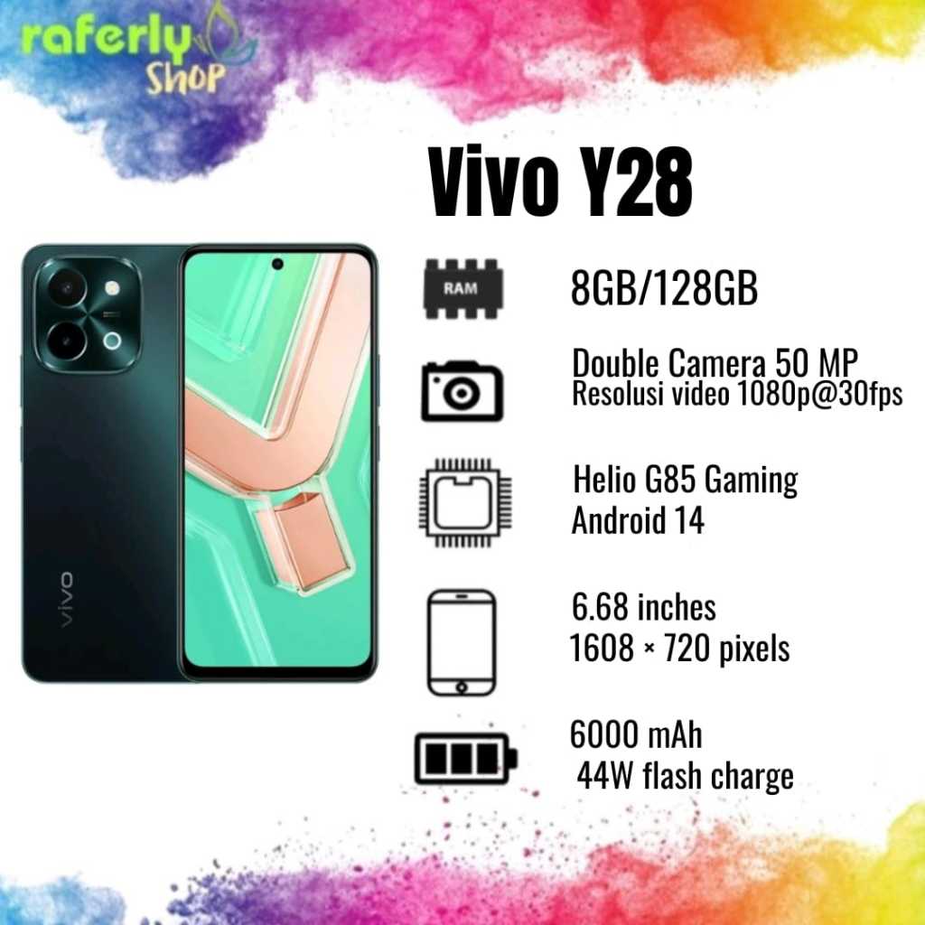 Jual [NEW LAUNCH] Vivo Y28 (8/128GB)6000mAh Battery, Dual-Mode Camera ...