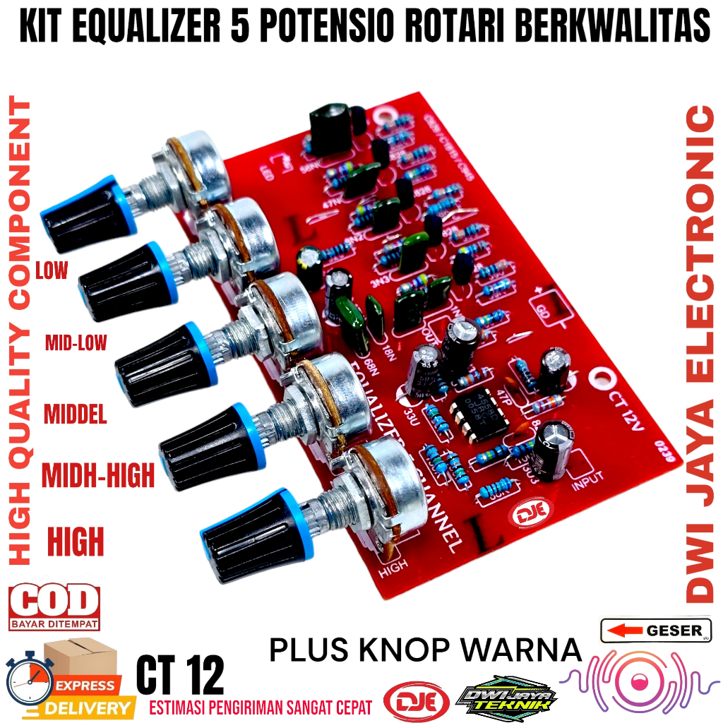 Jual Kit Equalizer 5 Channel Potensio Putar Plus Knop Potensio | Shopee Indonesia