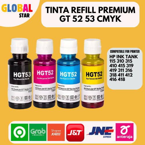Jual 1 SET 4 PCS | TINTA Refil GT53 & GT52 INK PREMIUM(COMPATIBLE) FOR ...