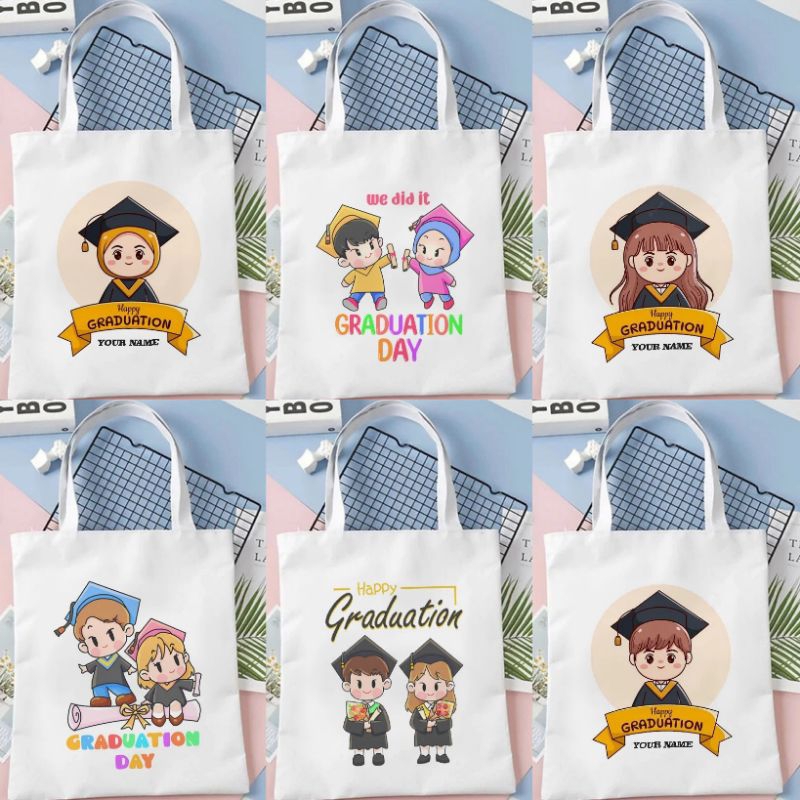 Jual TOTE BAG MOTIF WISUDA ATAU KELULUSAN LUCU | Shopee Indonesia