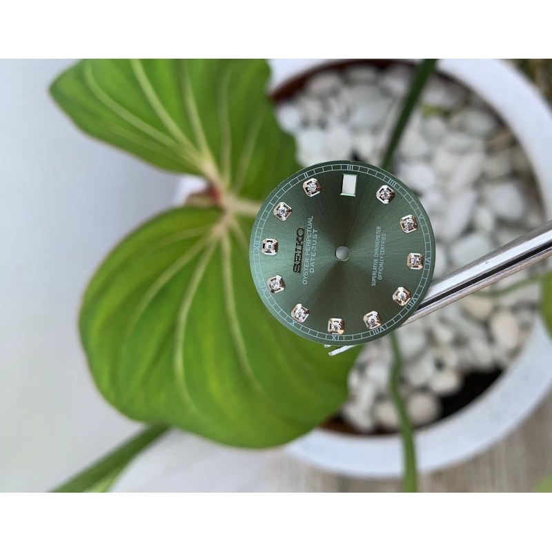 Jual Plat dial jam tangan seiko hijau indeks silver nh35 28,5mm ...