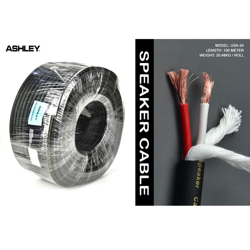 Jual Kabel Speaker Ashley USA 24 Original 100 meter Cable 2 x 44 mm ...