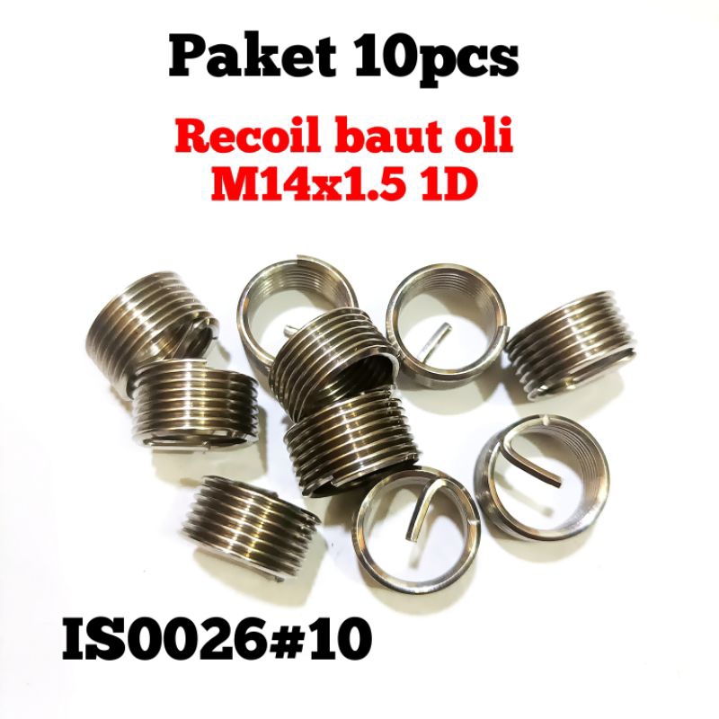Jual 10pcs Recoil m14x1.5 1D helicoil recoil baut oli mobil mini car ...