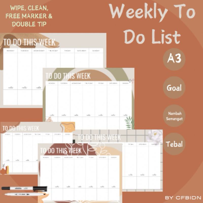 Jual To Do List Weekly Schedule Planner A3 | Shopee Indonesia