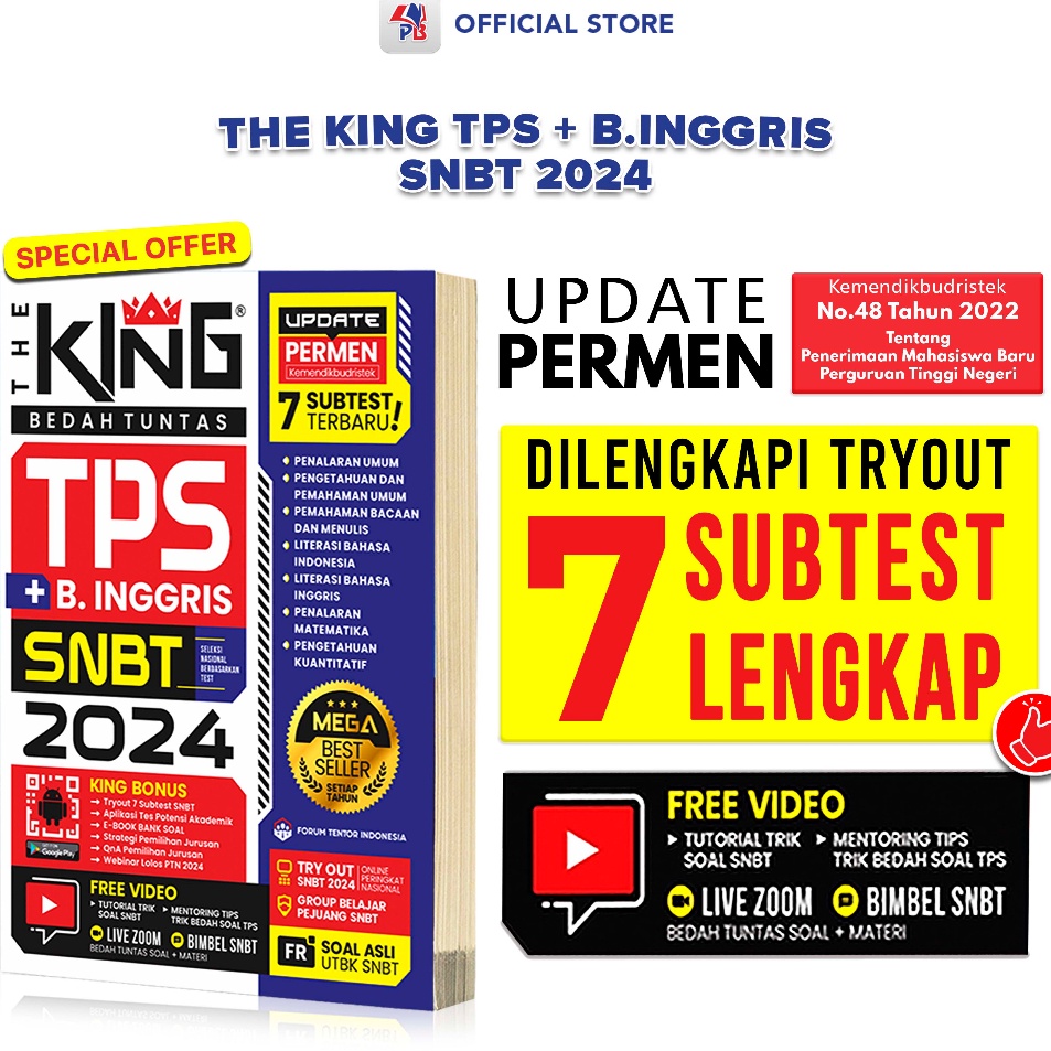 Jual KODE PRODUK VW6hj6187 Buku The King SNBT 224 The King Bedah Tuntas TPS Plus Bahasa Inggris ...