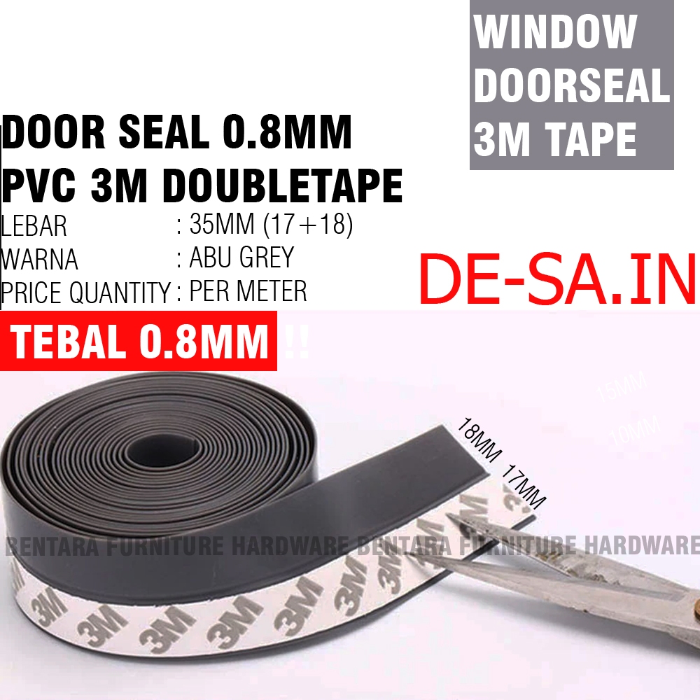 Jual 25MM Windor Door Seal Strip PVC 3M Grey Abu 3M Double Tape Penutup ...