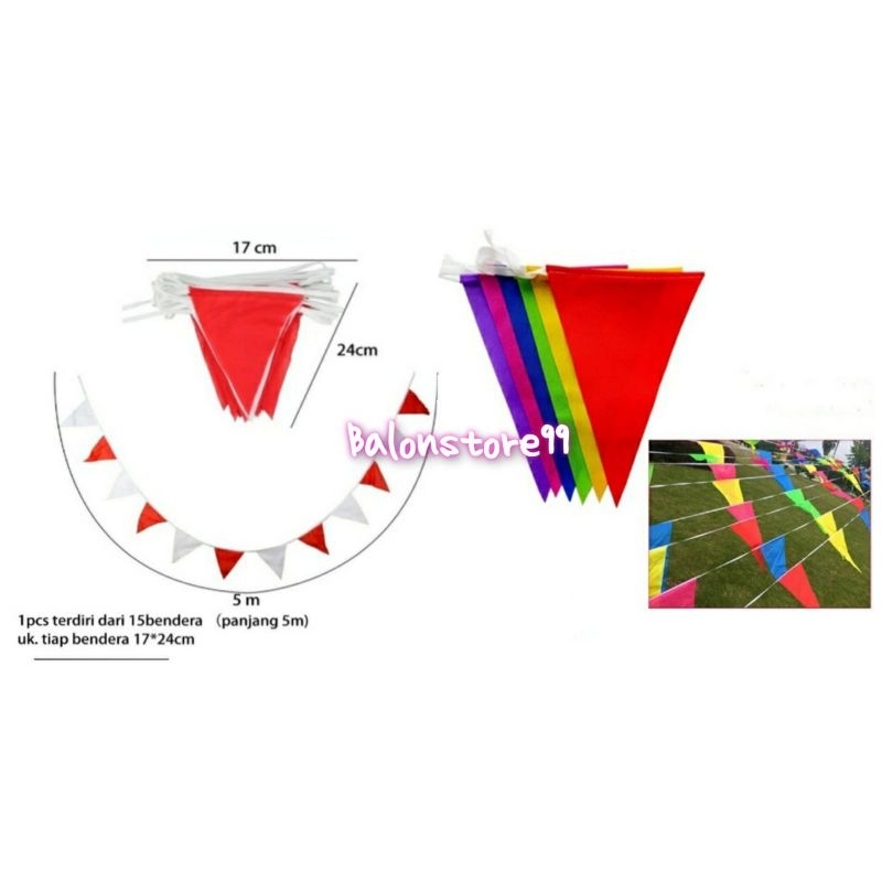 Jual Bendera Segitiga Merah Putih / Bendera Umbul - Umbul Hut Ri / Bendera Segitiga Warna Warni ...