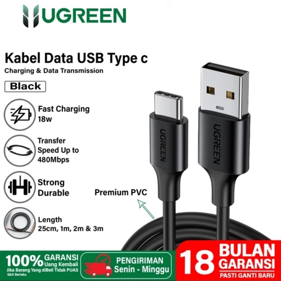 Jual Ugreen kabel data cable usb type c QC 3.0 3A quick charge 1m fast ...