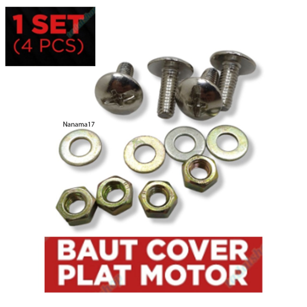 Jual BAUT PLAT NOMOR / BAUT COVER PLAT NOMOR 1 set ( 4 pcs ) | Shopee ...