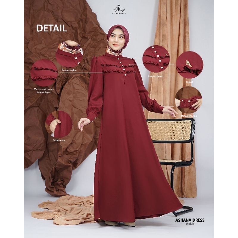 Jual Dress Terbaru AR Rafi - Ashana Dress Gamis Polos Variasi Rempel di ...