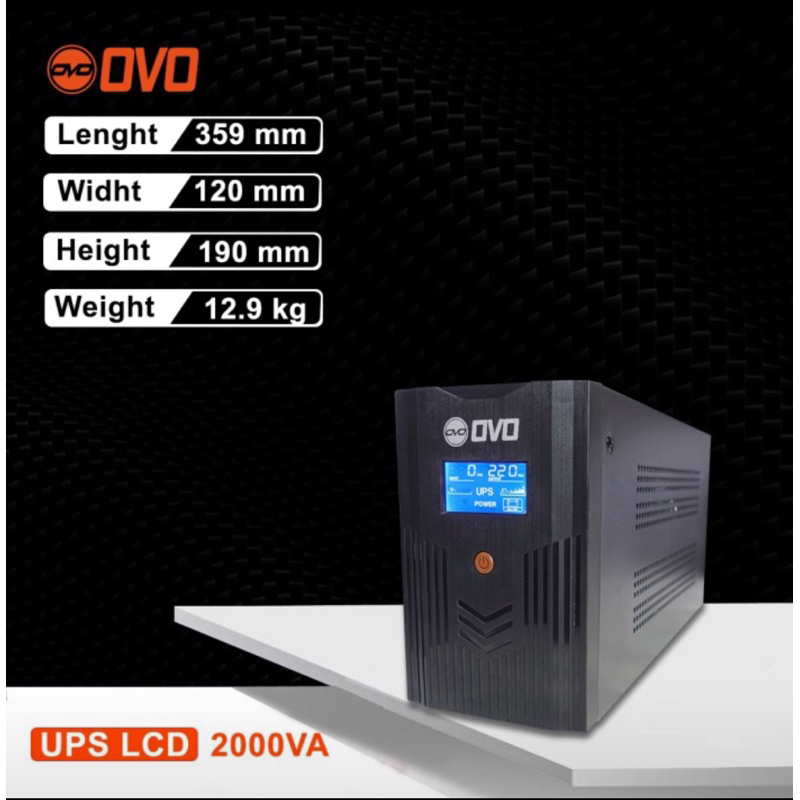 Jual UPS 2000VA OVO 1200Watt with AVR Stabilizer UPS LCD 2000 VA UPS ...