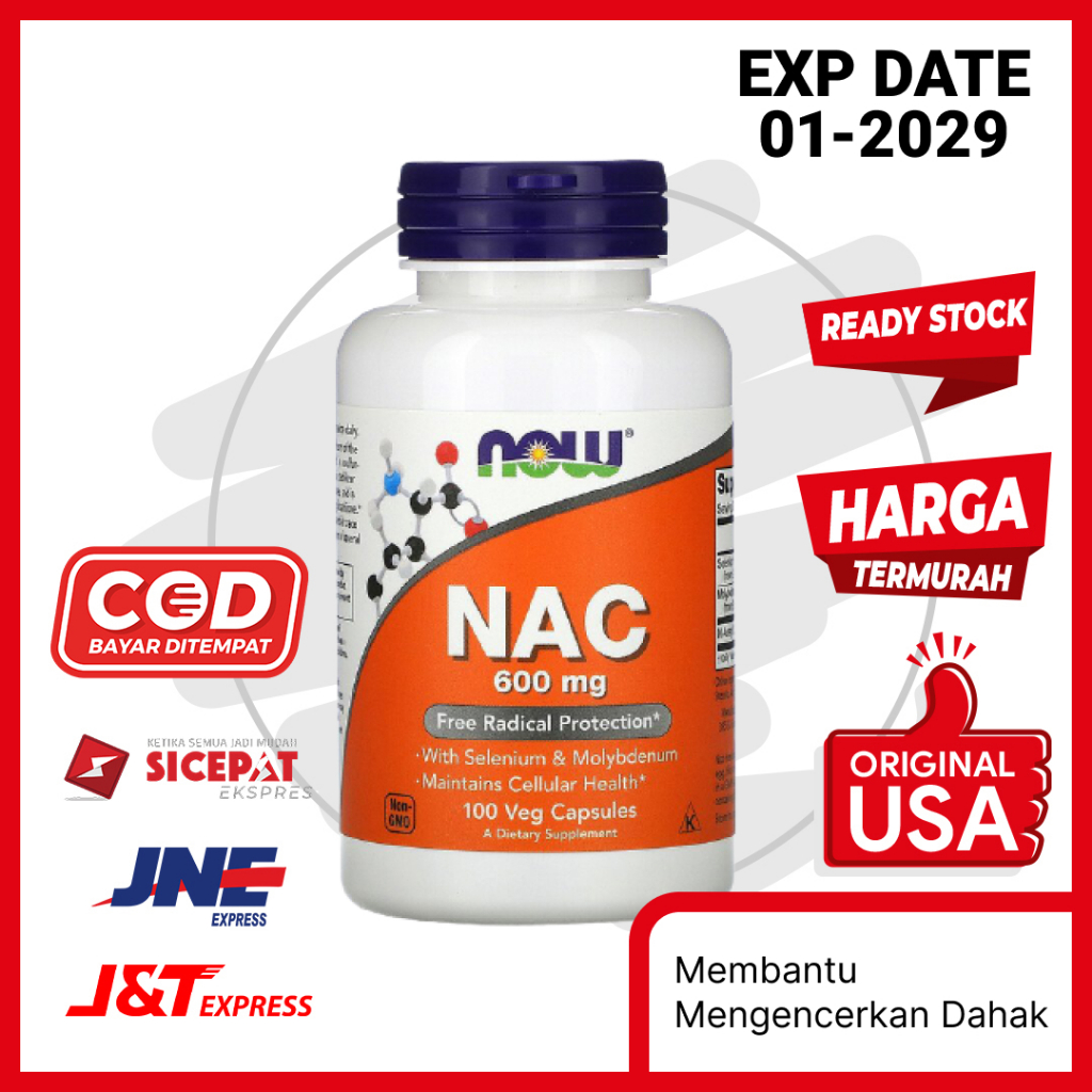Jual Vitamin NAC 600 mg Now 100 Veg Kapsul | Shopee Indonesia