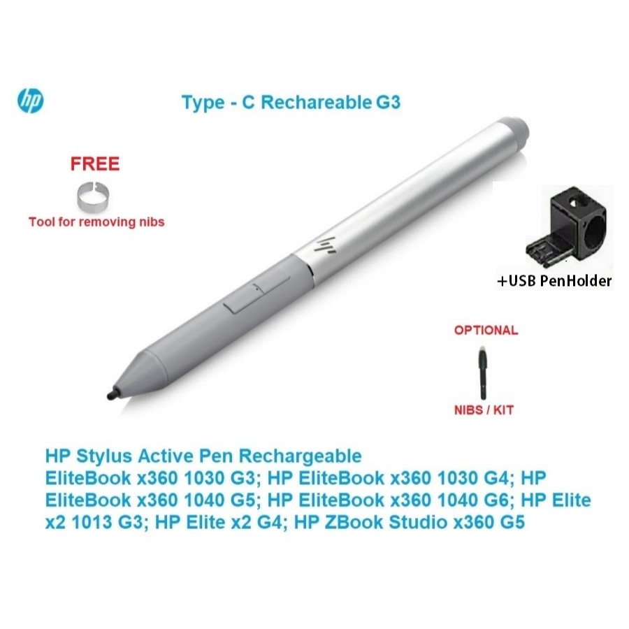 Jual Stylus Active Pen Rechargeable HP EliteBook x360 Elite x2 Zbook G3 ...