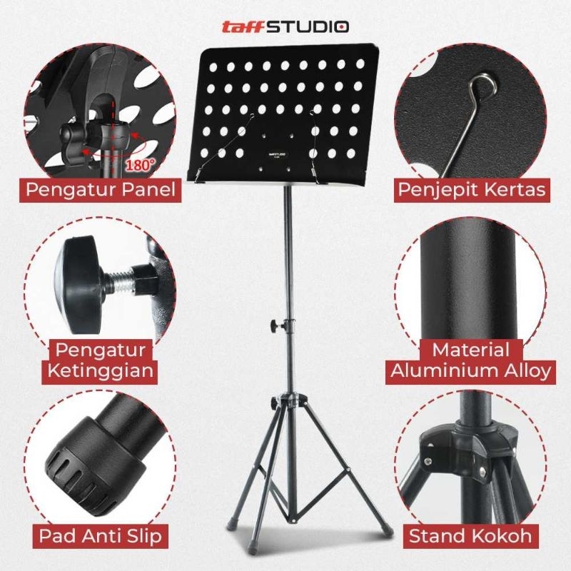 Jual Stand Tripod Tiang Buku Teks Lagu Partitur Sheet Musik Aluminium ...
