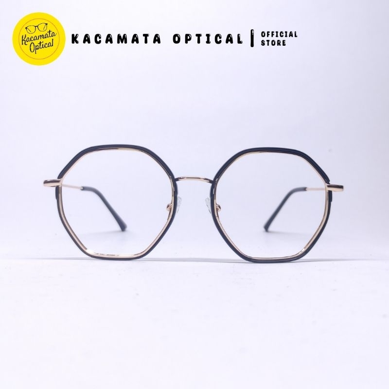 Jual KACAMATA OPTICAL - Frame KMO9167 a1 Oval Hitam Besi Plastik ...