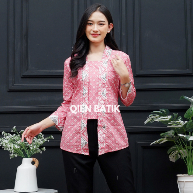 Jual Blus Kutu Baru Jumputan Batik Klasik Atasan Kebaya Modern Seragaman Kondangan Kutubaru ...