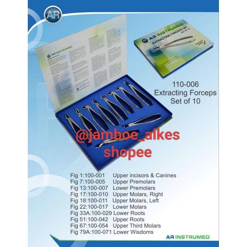 Jual Tang Cabut Gigi Dewasa Set 10pcs/Dental Extraction Set 10pcs ...