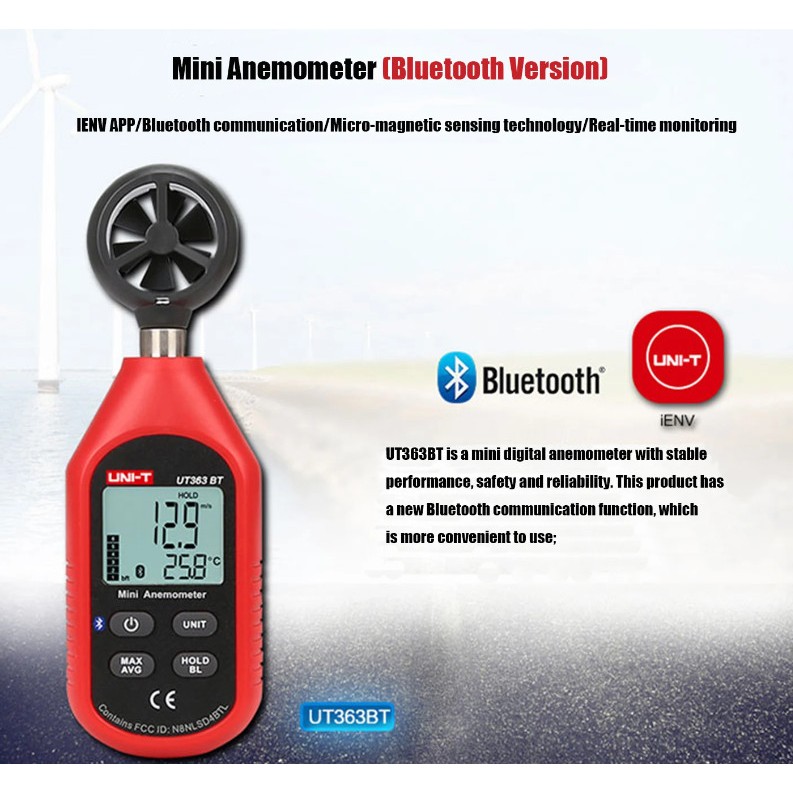 Jual UNI-T Bluetooth Anemometer Pengukur Kecepatan Angin UT363BT ...