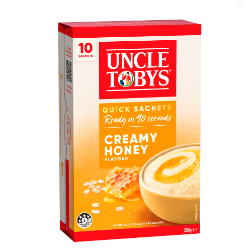 Jual Uncle Tobys Oats Quick Sachets Creamy Honey | 350g | Shopee Indonesia