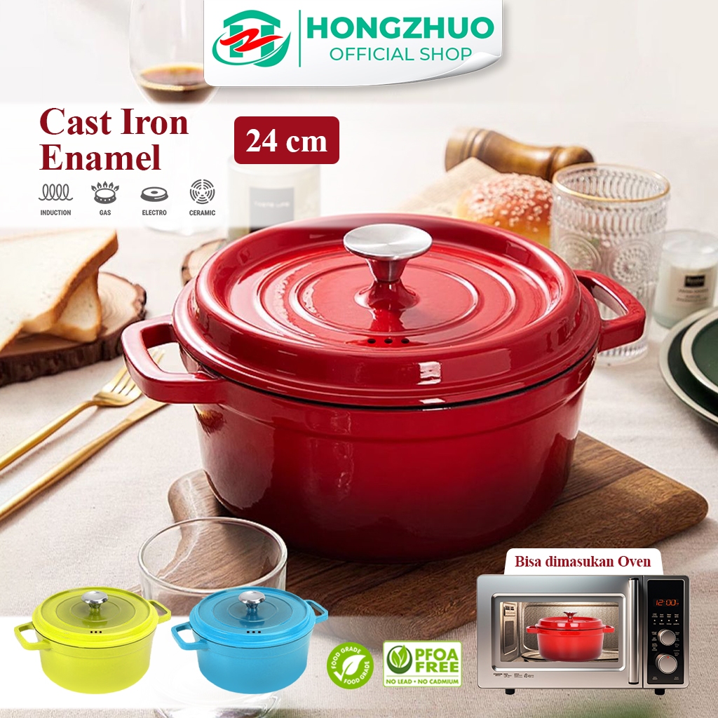 Jual Hongzhuo Enamel Cast Iron Panci 24CM Enamel Besi Cor Panas Merata ...