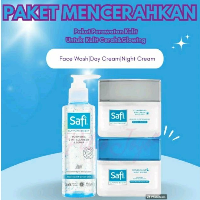 Jual Safi ultimate Bright Paket (cleanser 150ml,day&night 25g) | Shopee Indonesia