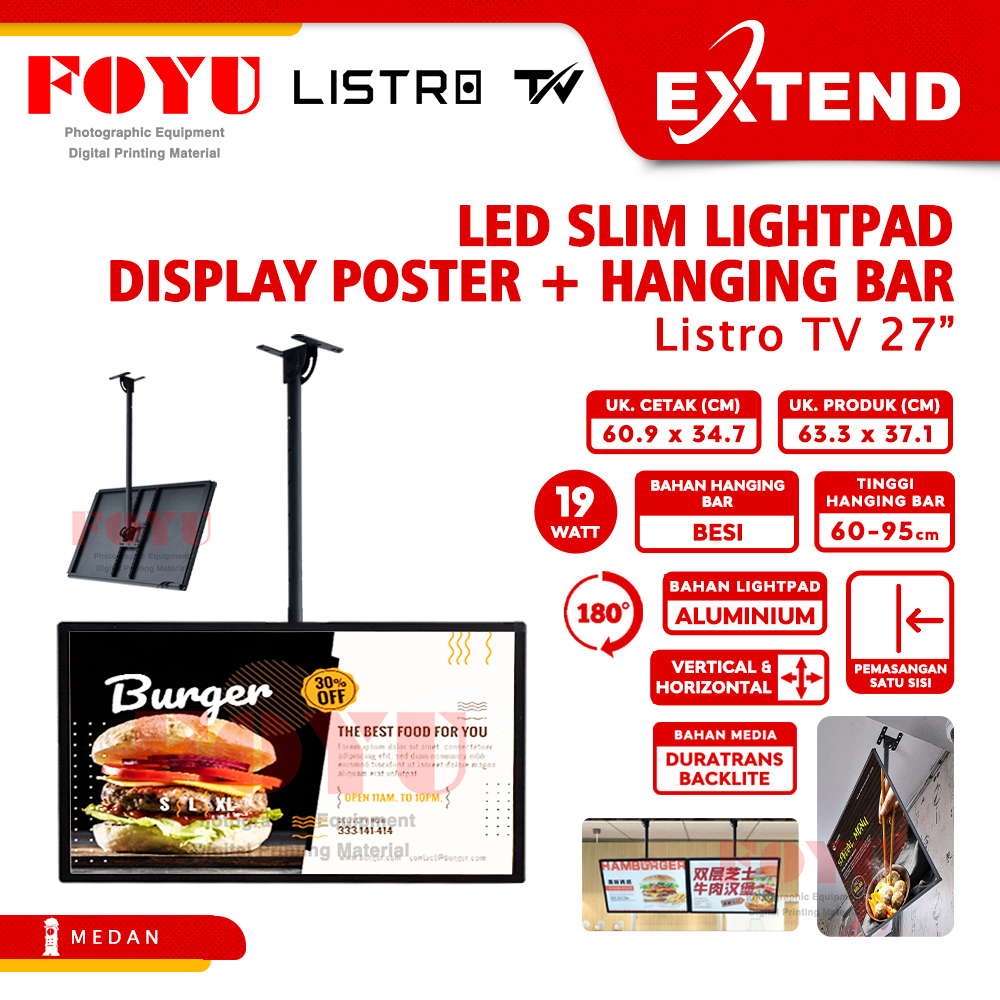 Jual LED Slim Light Pad Display Poster Banner Hanging Bar Tiang Gantung ...