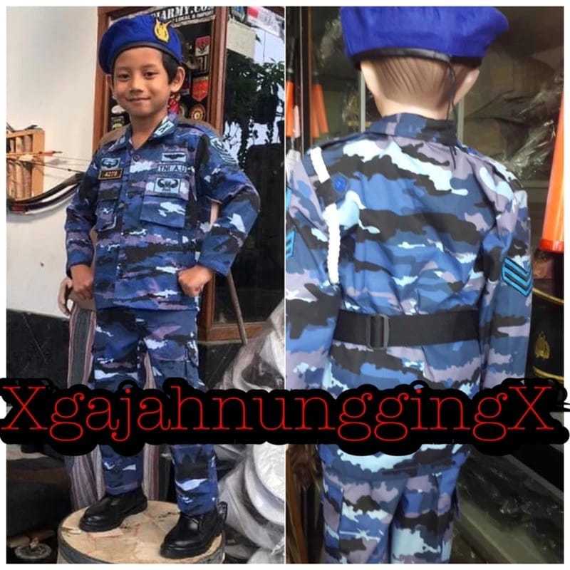 Jual Baju Seragam TNI AU Loreng Anak | Setelan Tentara AU Biru Loreng ...