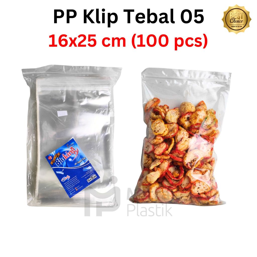 Jual Plastik PP Klip 16x25 Tebal 50 Micron Kemasan Snack BluKing Zip ...