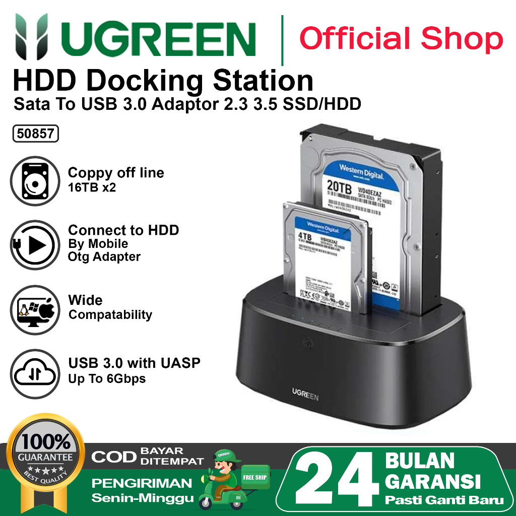 Jual UGREEN HDD Docking Station 2.5/3.5 inch HDD and SSD Hard Drive ...