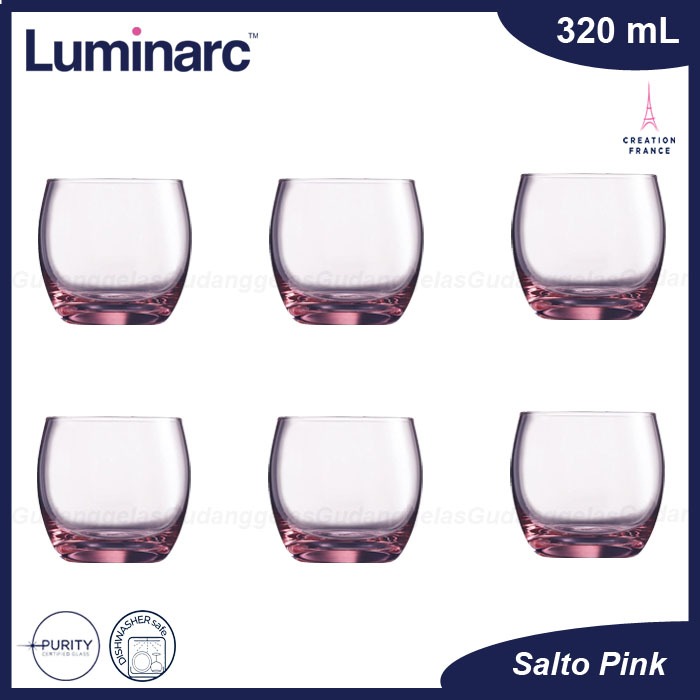 Jual 1 SET 6 PCS Luminarc Salto 320 ml Ice Pink/Luminarc Gelas Kaca ...