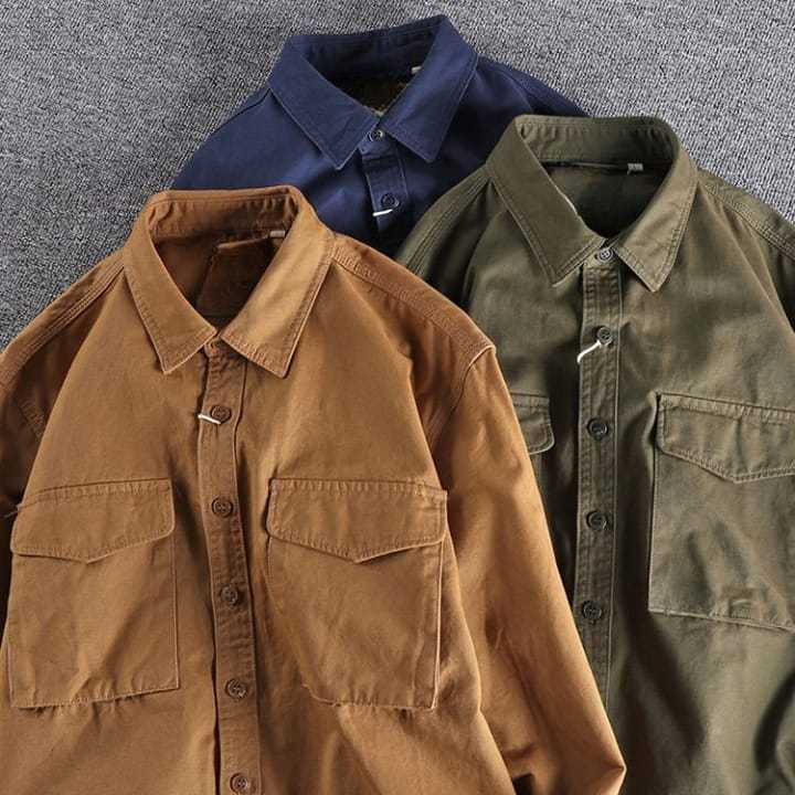 Jual Kemeja Hitam Pria 2XL Bahan Canvas Casual Lapangan | Shopee Indonesia