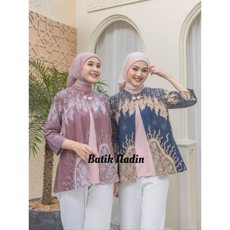 Jual Blouse Seroja - Baju Batik Kerja Couple Atasan Batik Couple Model Bolero M L Xl XXL XXXL L4 ...
