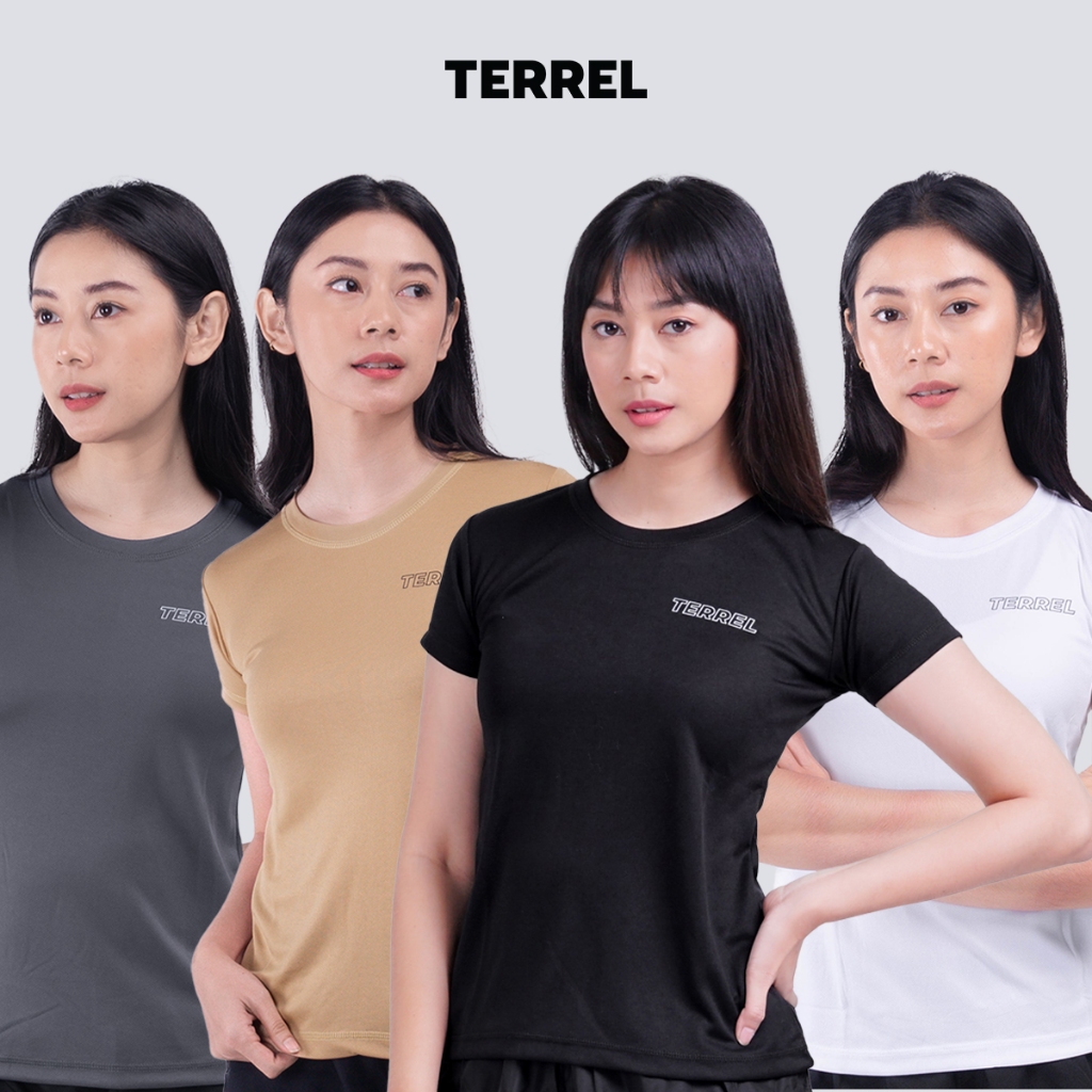 Jual Terrel basic tee women jersey baju dry fit lari gym yoga kaos ...
