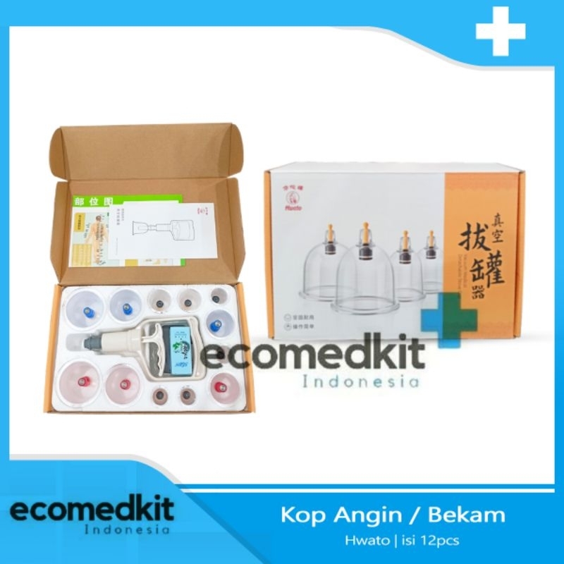 Jual Alat Terapi Bekam HWATO Vacuum Cupping Set Kop Angin isi 12 FREE ...