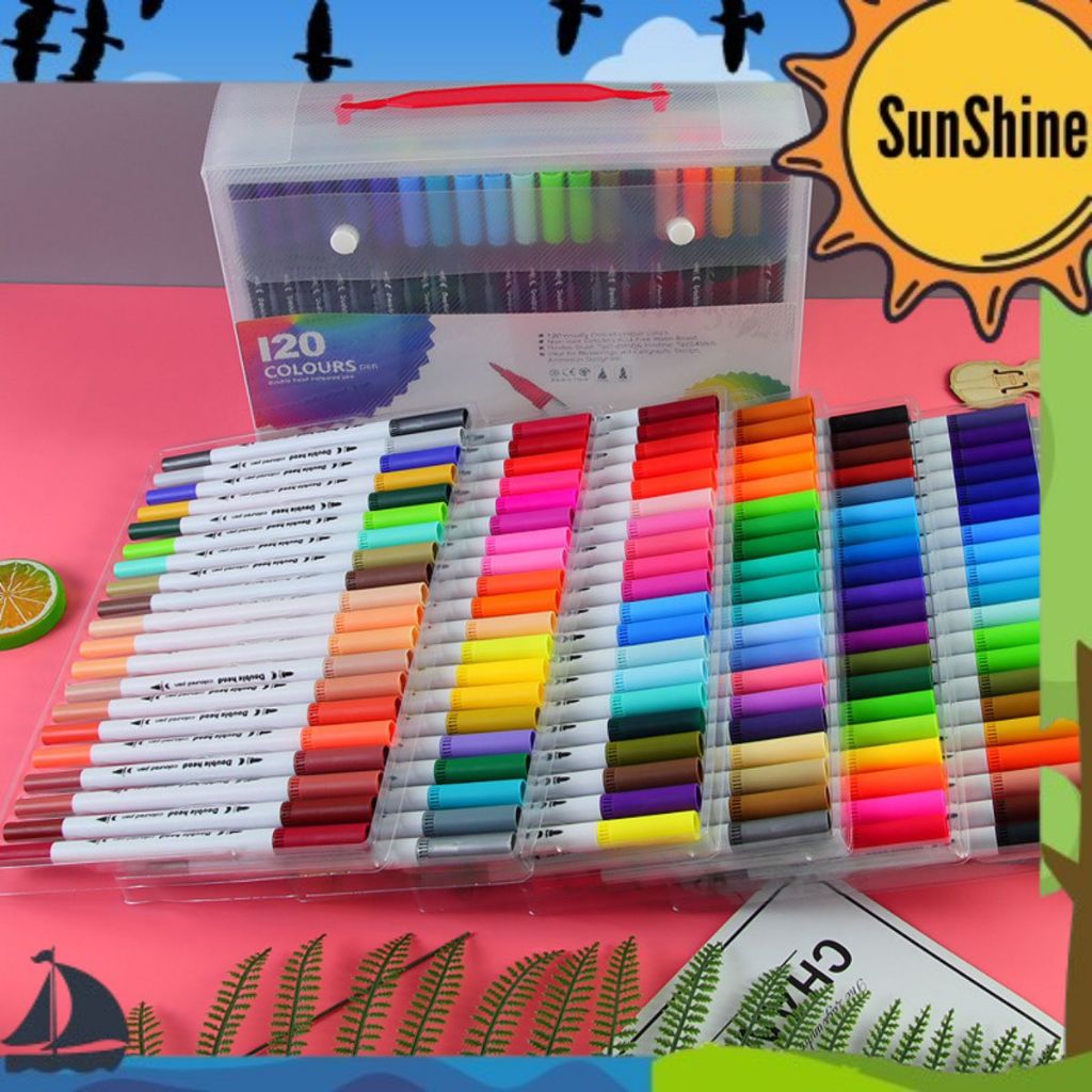 Jual 120 Colours Spidol Double Head Pen Drawing Fine Art / Set Stabilo ...