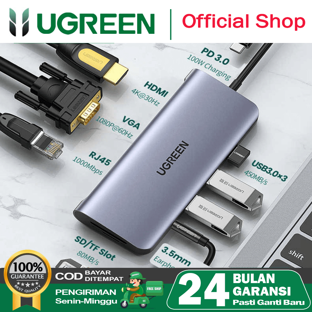 Jual UGREEN USB C Hub 7 in 1 USB 3.0 HDMI SD TF Card 4K 30Hz Display 15214 | Shopee Indonesia