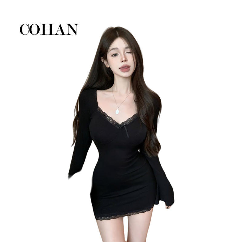 Jual Cohan DR9135 Dresses Bodycon Long Sleeve V-Neck Mini Seksi ...