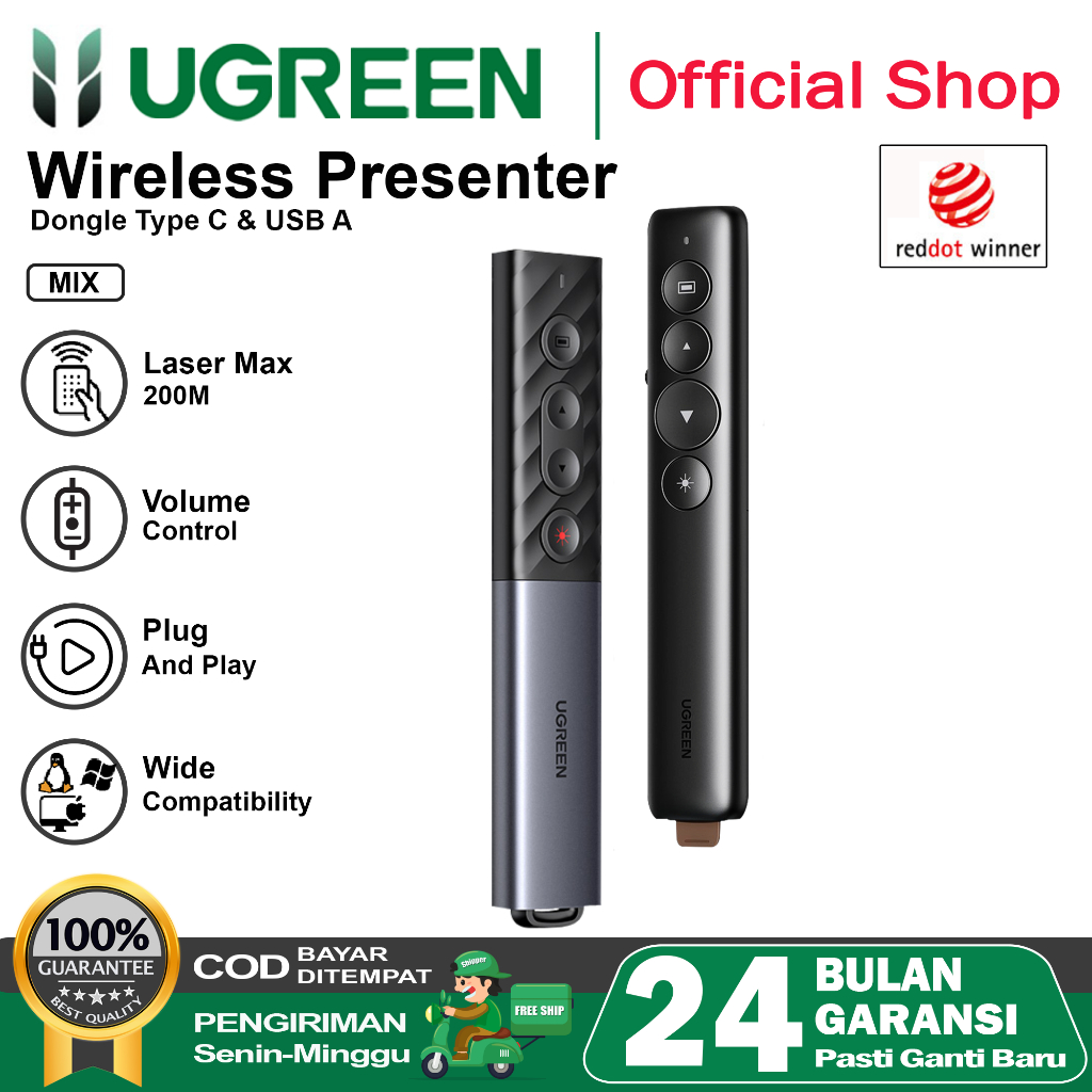 Jual UGREEN Wireless Laser Pointer Remote Control Presenter | Shopee Indonesia