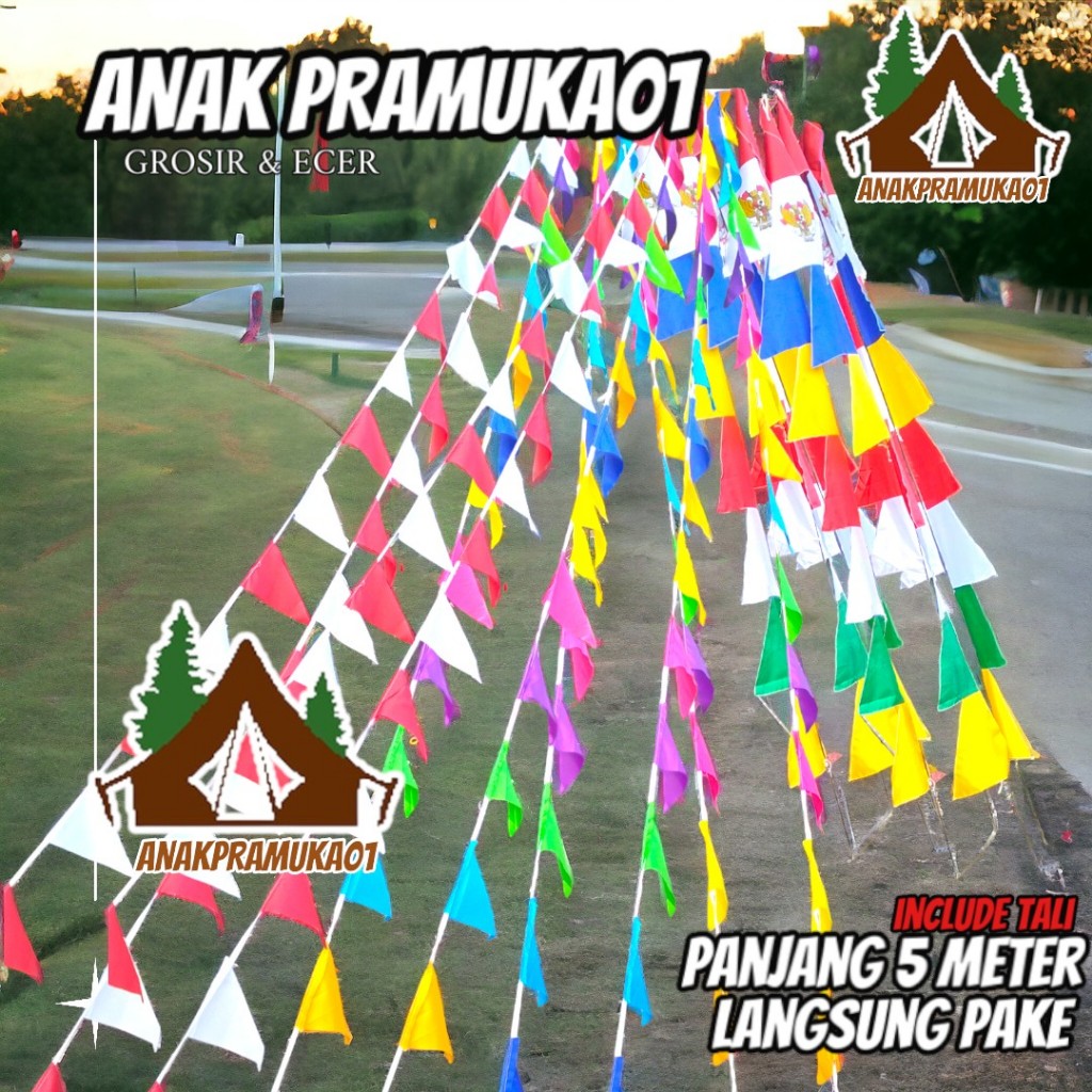 Jual Bendera merah putih renteng segitiga 5 meter | Shopee Indonesia