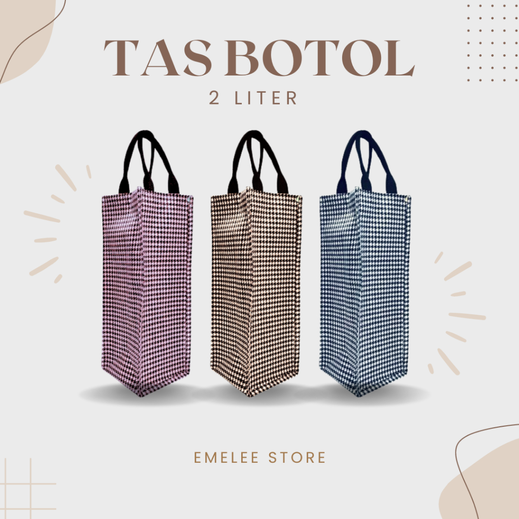 Jual Tas Botol 2 Liter Kotak-Kotak Size 12 x 12 x 33 cm Bahan ...