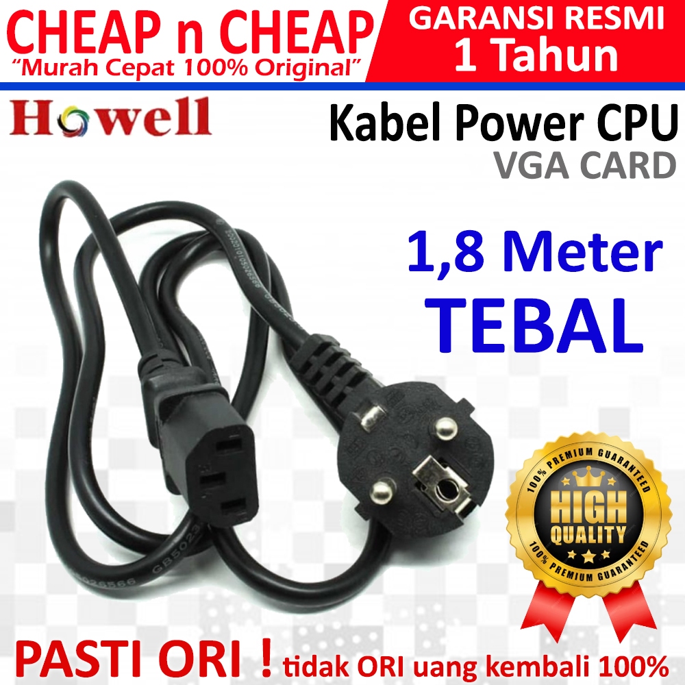 Jual Kabel Power CPU Howell 1,8 Meter 3 Pin PC Magic Jar Com Listrik 1 ...