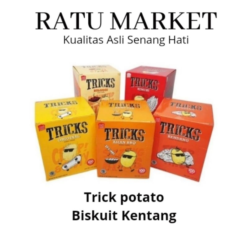 Jual TRICKS POTATO SNACK KENTANG BISKUIT (PROMO) 1 BOX isi 10+1 sachet ...