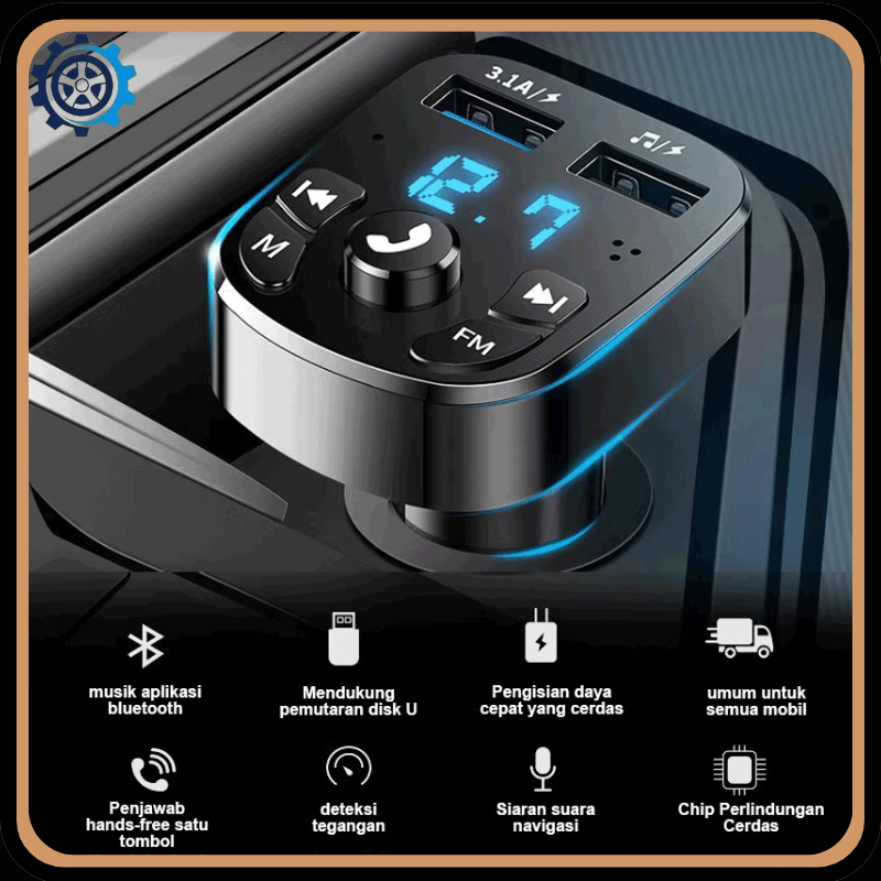 Jual Charger Mobil Car Charger 2 Port FM Modulator Bluetooth Digital ...