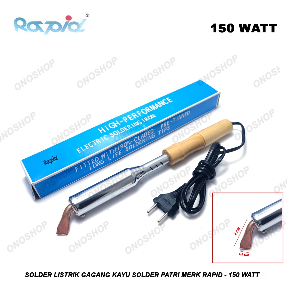 Jual Solder Listrik Gagang Kayu Solder Patri Merk RAPID - 150 Watt ...