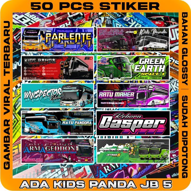 Jual 50 Pcs STICKER BUS BASURI PANJANG KUNING | Shopee Indonesia