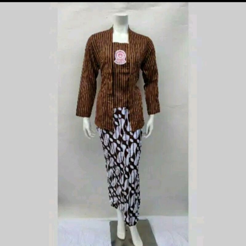 Jual Setelan Kebaya Lurik Garis Kecil Wanita Dewasa & Rok Instan / Pakaian Adat Jawa | Shopee ...