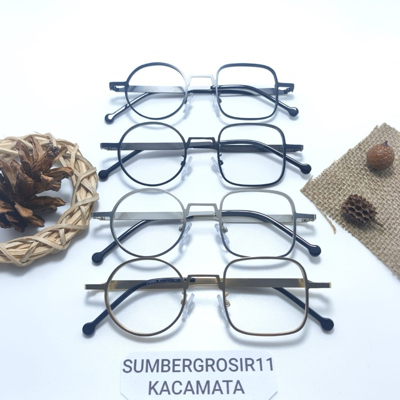 Jual Kacamata/Frame Unik Viral Kotak Bulat Stainless-Size 42.22.140 ...