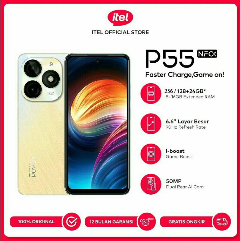 Jual Itel P55 NFC RAM 8 + 256GB - Layar 90Hz Punch Hole - UFS memory ...