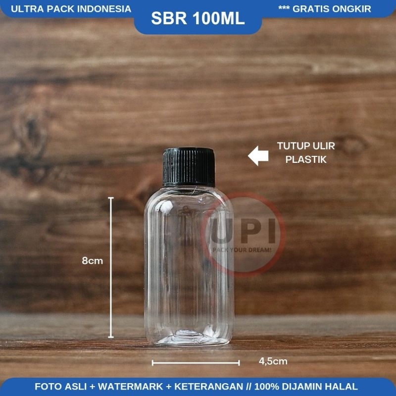 Jual Kemasan Minuman Food Grade - BOTOL PET SBR 100ML CLEAR + TUTUP ULIR PLASTIK | Shopee Indonesia